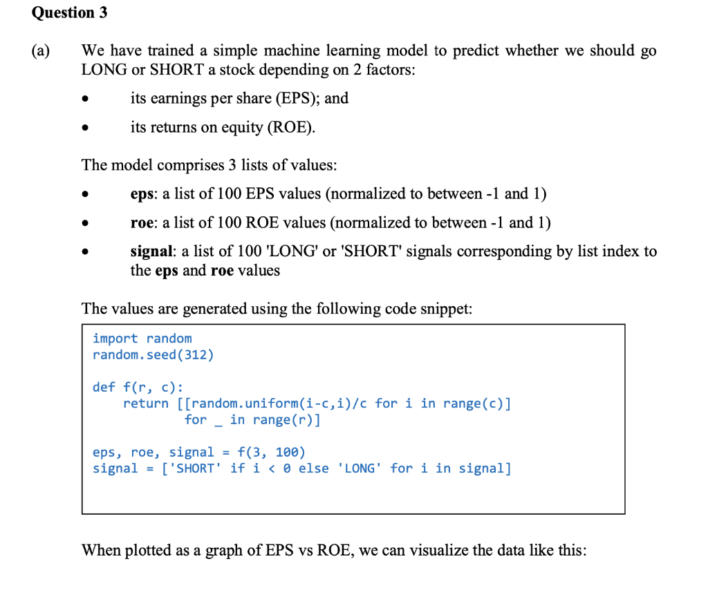 Solved We have trained a simple machine learning model to | Chegg.com
