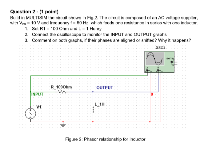 Solved Question 2 - (1 point) Build in MULTISIM the circuit | Chegg.com