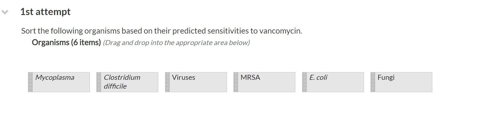 Solved 1st attempt Sort the following organisms based on | Chegg.com
