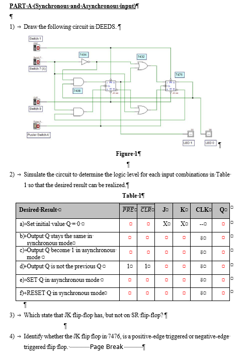 Solved PART-A (Synchronous-and-Asynchronous-input) 1 1) Draw | Chegg.com