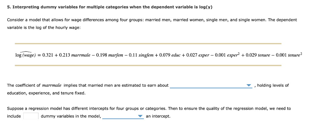 Solved 5. Interpreting dummy variables for multiple | Chegg.com