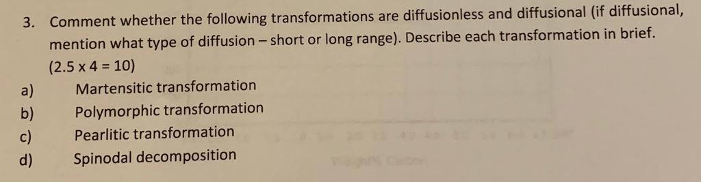 Solved 3. Comment whether the following transformations are | Chegg.com