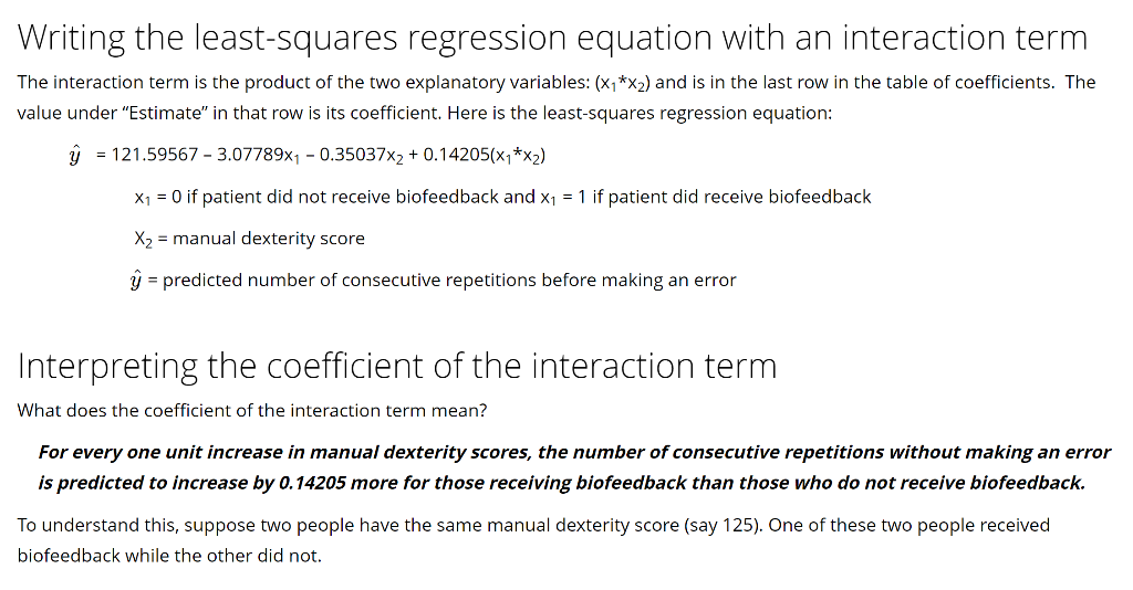 Solved Writing the least-squares regression equation with an | Chegg.com