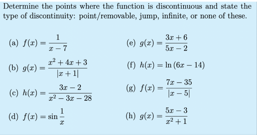 Solved Determine the points where the function is | Chegg.com