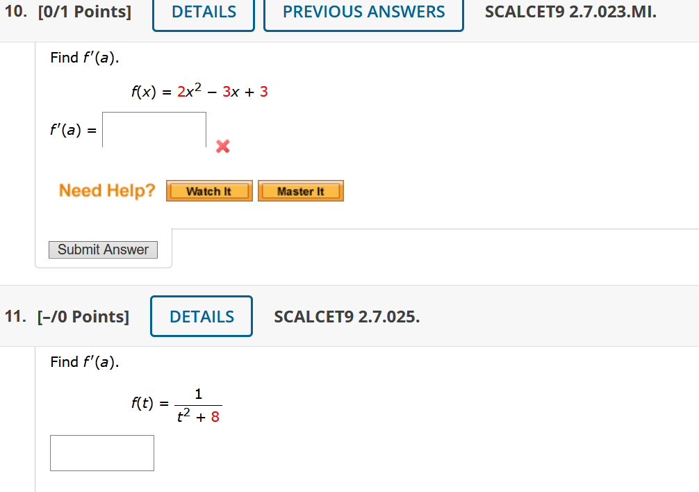 Solved 10. [0/1 Points] DETAILS PREVIOUS ANSWERS SCALCET9 | Chegg.com