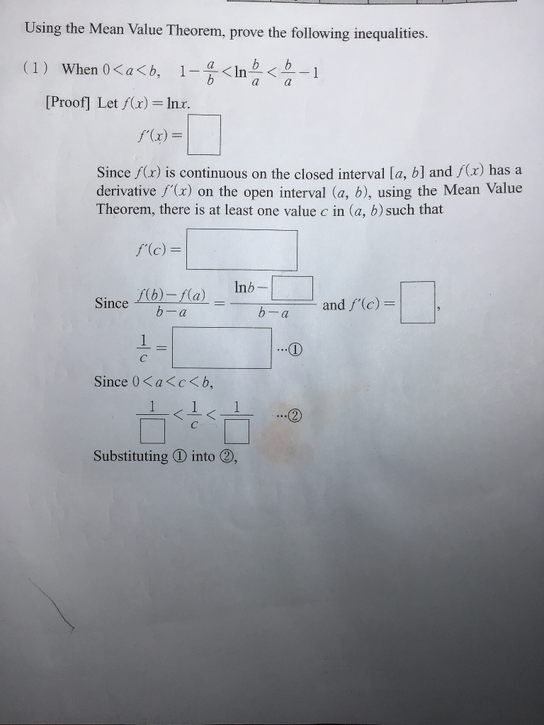 Solved Using the Mean Value Theorem, prove the following | Chegg.com