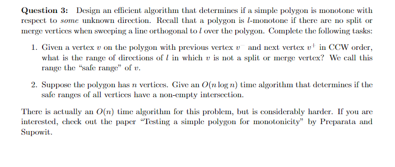 Question 3: Design an efficient algorithm that | Chegg.com