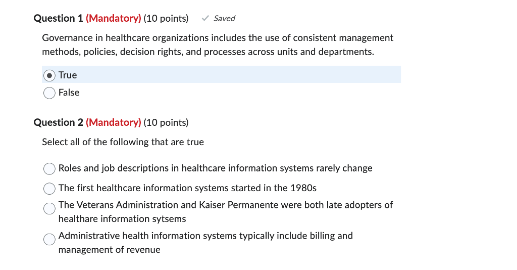 Solved Governance in healthcare organizations includes the | Chegg.com