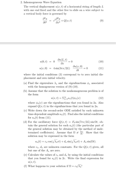 2. Inhomogeneous Wave Equation The vertical | Chegg.com