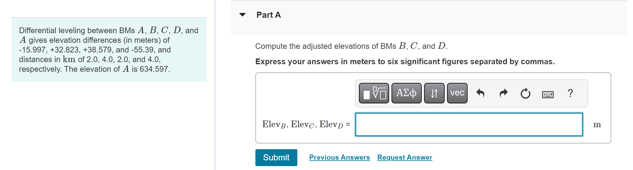 Solved Differential leveling between BMs A,B,C,D, and A | Chegg.com