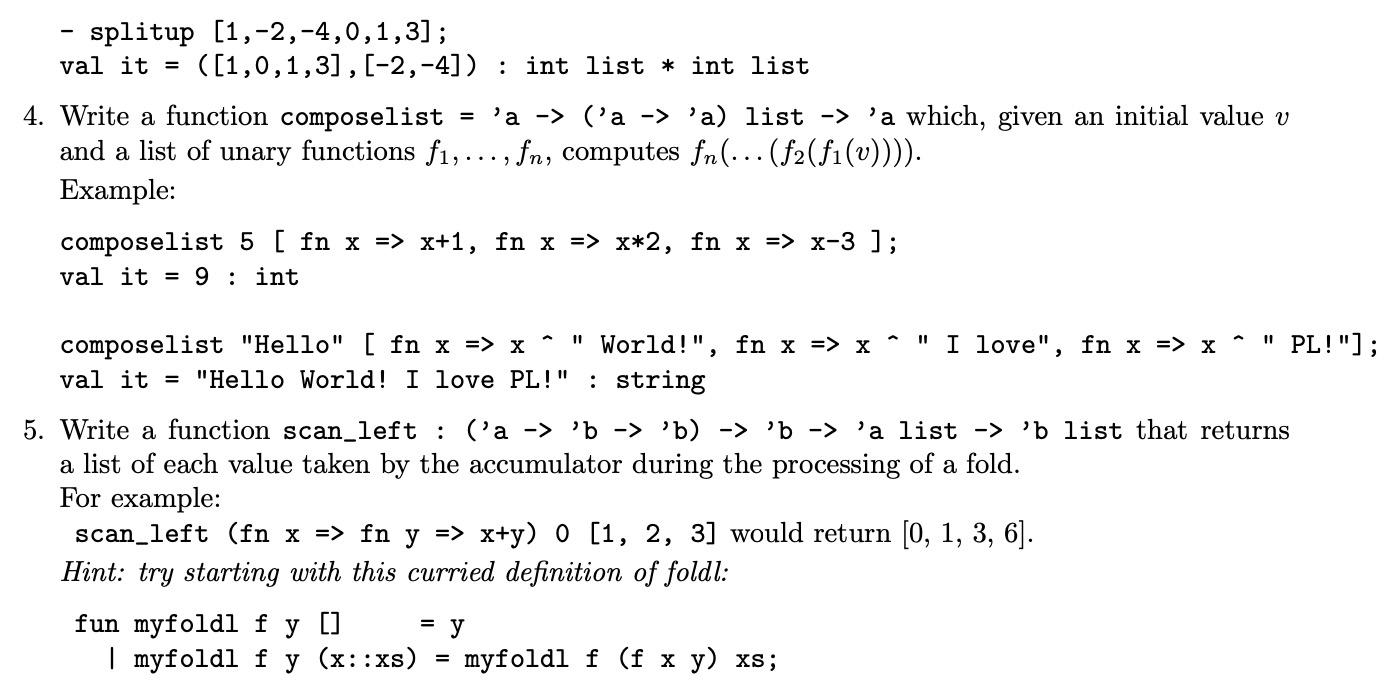 Solved Please use standard ML and ensure that it can run as | Chegg.com