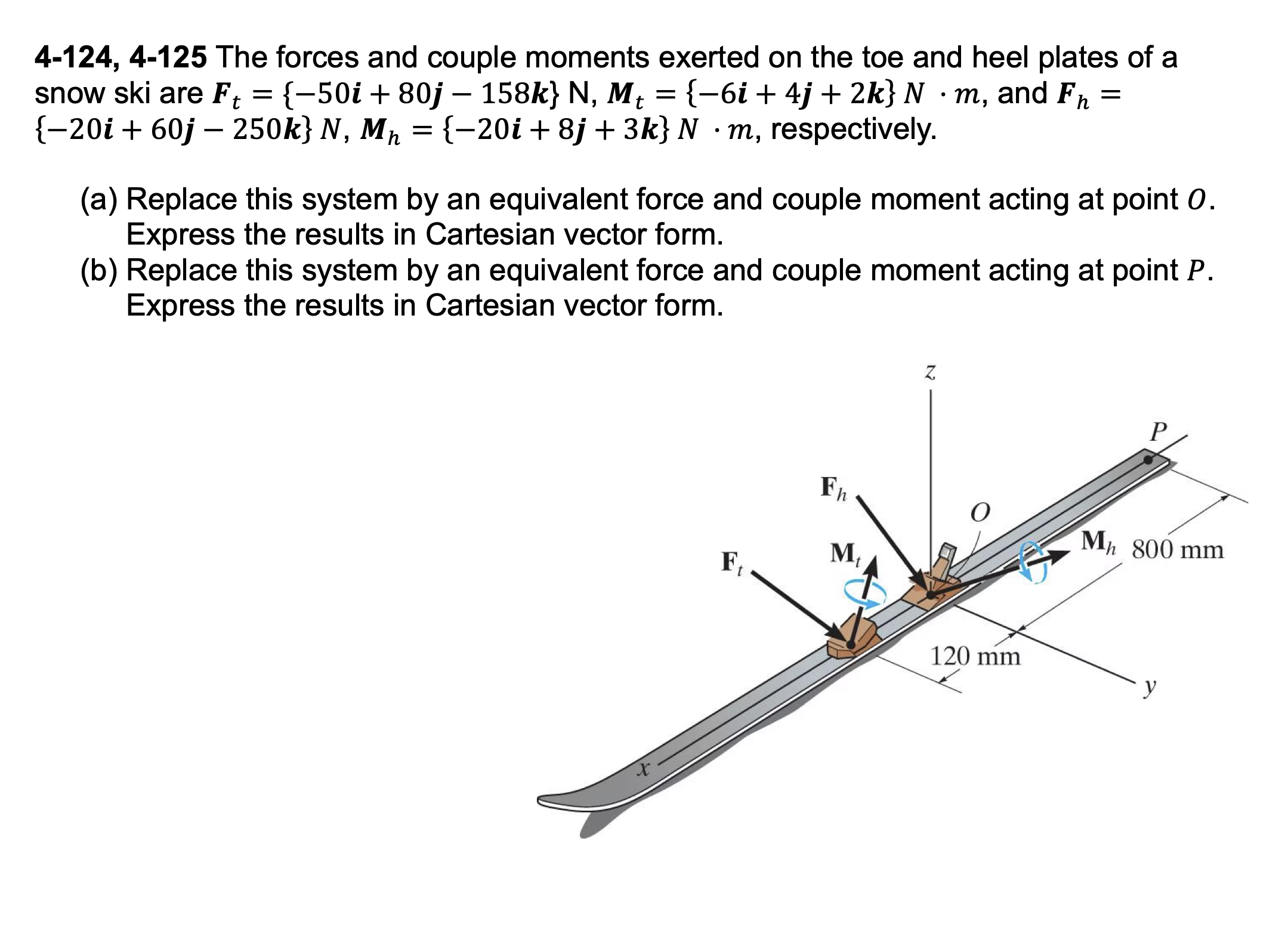 Solved 4-124, 4-125 ﻿The forces and couple moments exerted | Chegg.com