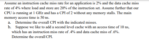 Solved Assume an instruction cache miss rate for an | Chegg.com