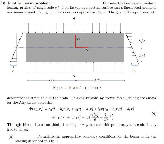 3) Another beam problem; Consider the beam under | Chegg.com