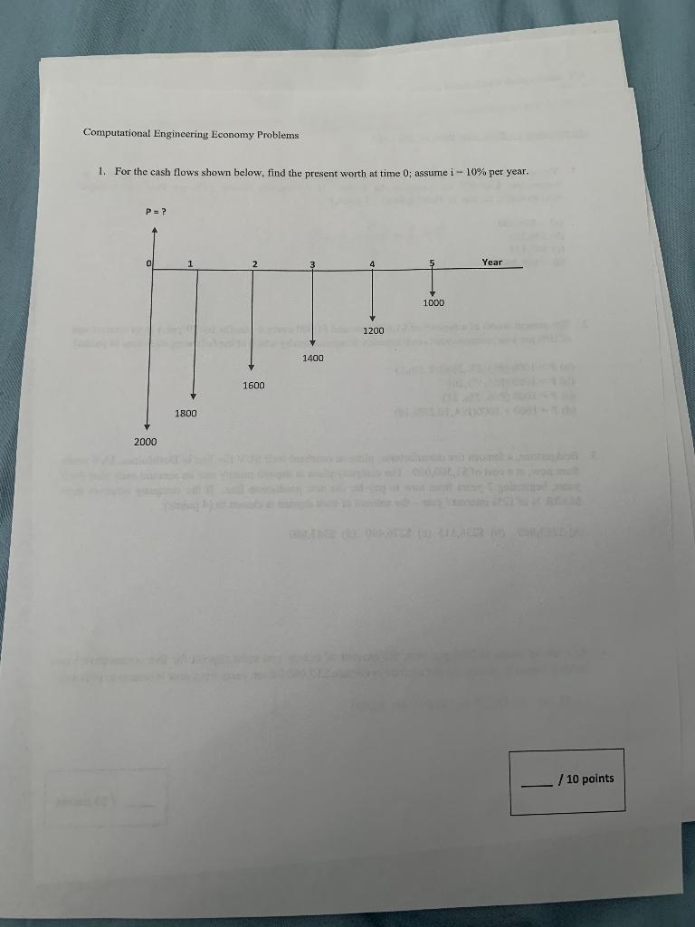 Solved Computational Engineering Economy Problems 1. For the | Chegg.com