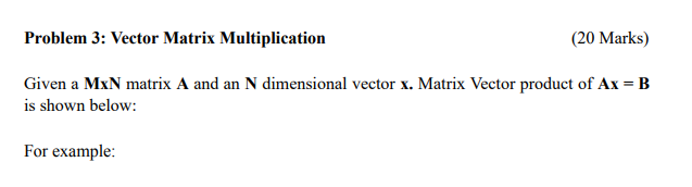 Solved Problem 3: Vector Matrix Multiplication (20 Marks) | Chegg.com