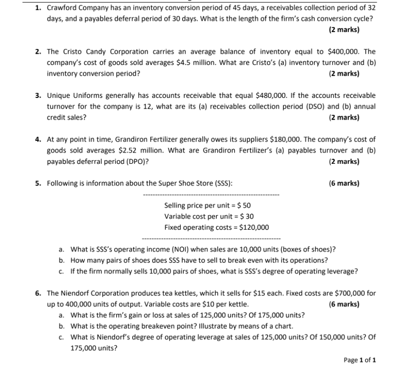 Solved 1. Crawford Company has an inventory conversion | Chegg.com