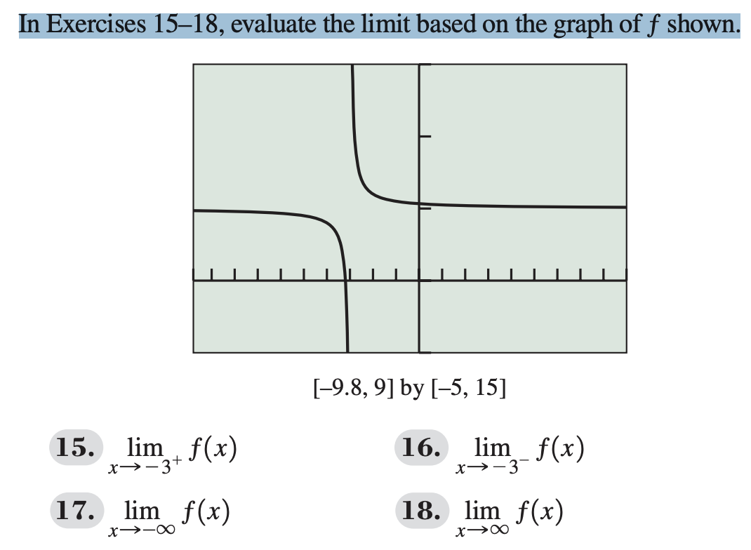 Solved In Exercises 15–18, evaluate the limit based on the | Chegg.com