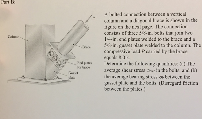 Solved A bolted connection between a vertical column and a | Chegg.com