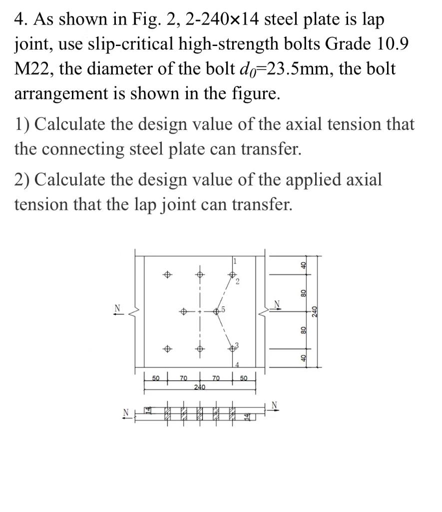 4. As shown in Fig. 2, 2-240x14 steel plate is lap | Chegg.com