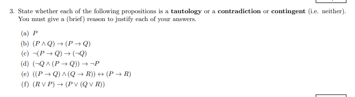 Solved 3. State whether each of the following propositions | Chegg.com