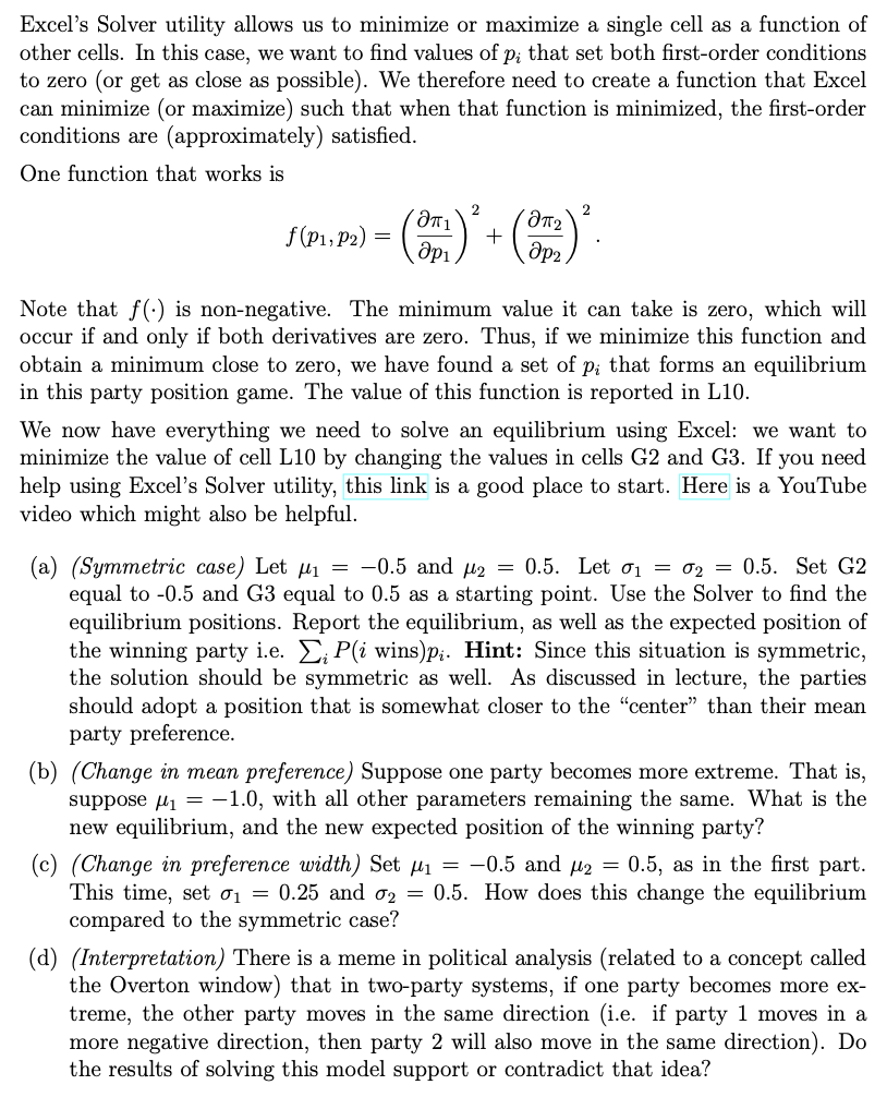 Solved 1. A two-party equilibrium ( 40 points) In this | Chegg.com