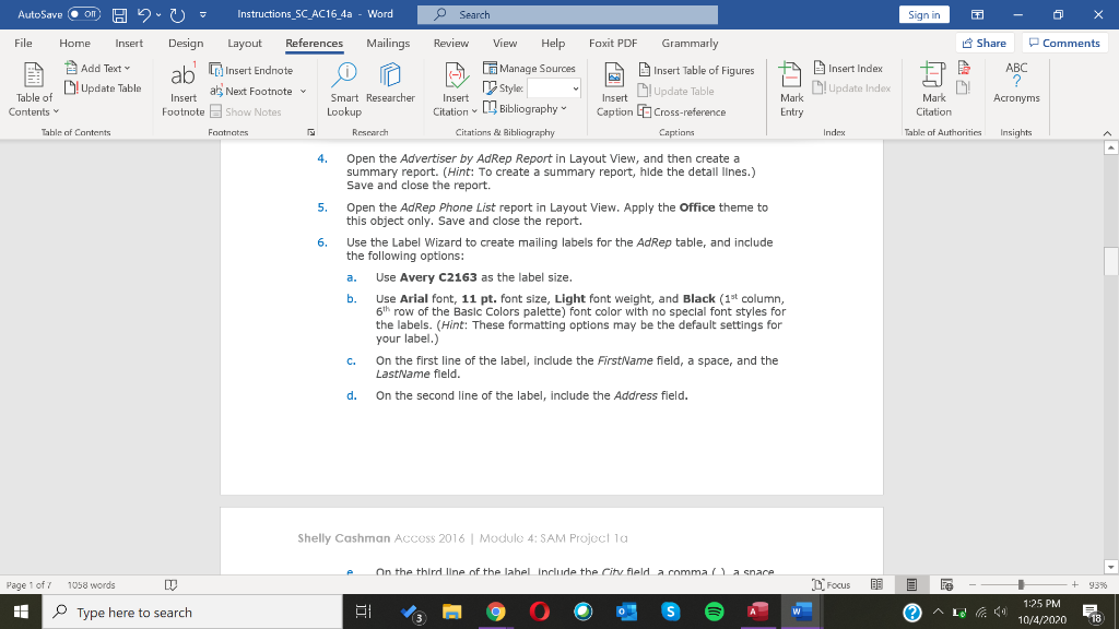 Stuck on this question - not too familiar with access | Chegg.com