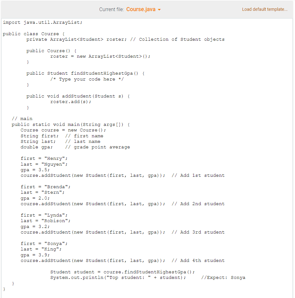 Solved 28.3 LAB: Find student with highest GPA | Chegg.com