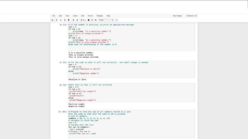 Solved Python: using Jupyter Notebook Fixing errors in the | Chegg.com Solved Python: using Jupyter Notebook Fixing errors in the | Chegg.com