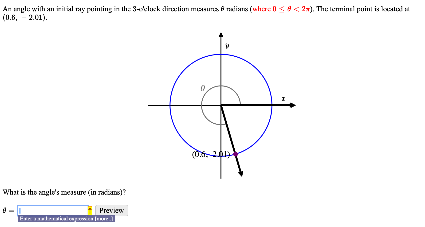 Solved An angle with an initial ray pointing in the | Chegg.com