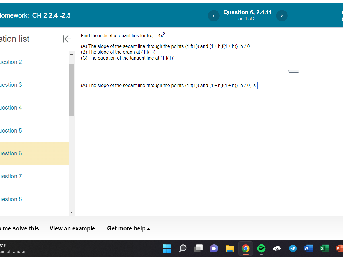Solved Find the indicated quantities for f(x)=4x2. (A) The | Chegg.com