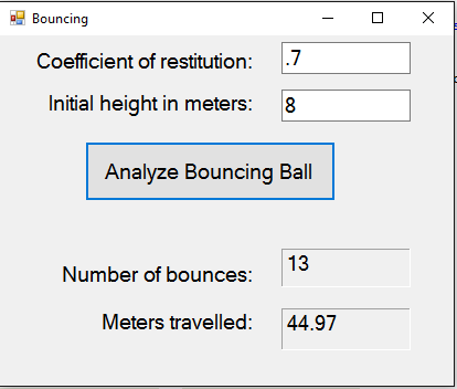 Program 1. Bouncing The coefficient of restitution of | Chegg.com