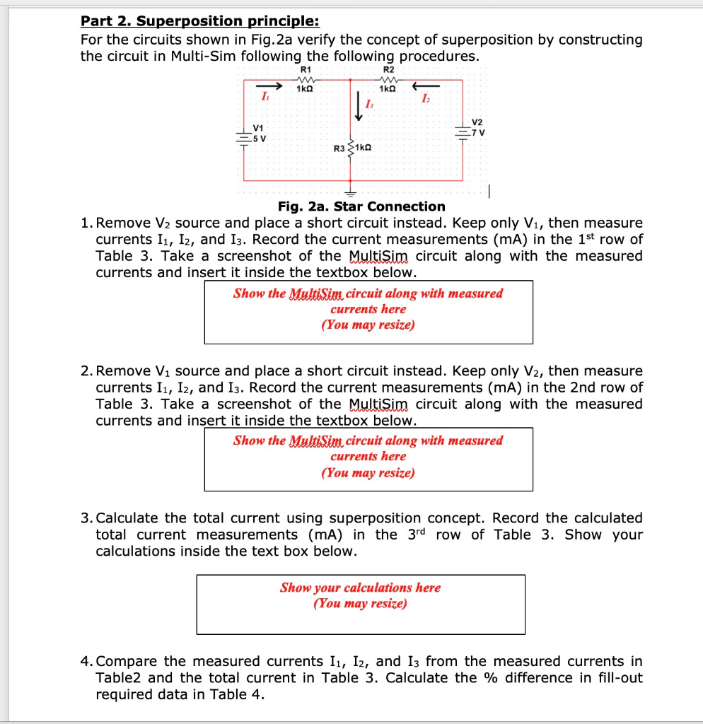 Solved Part 2. Superposition principle: For the circuits | Chegg.com