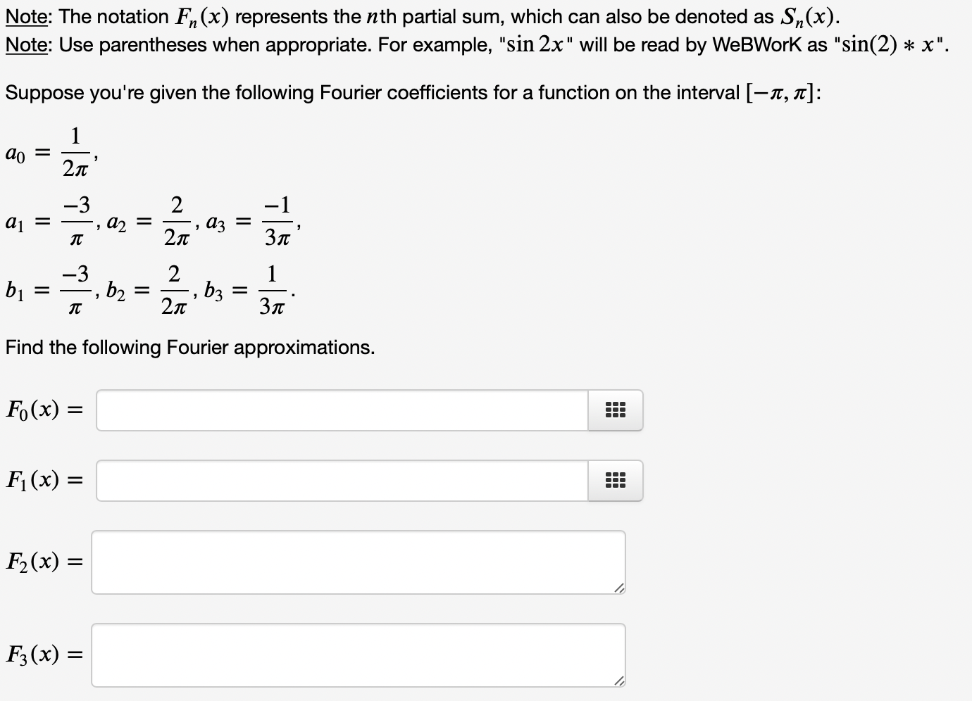 Solved Note: The notation Fn(x) represents the nth partial | Chegg.com