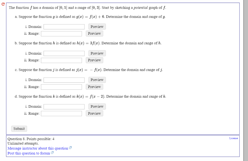 Solved The Function F Has A Domain Of [0 5] And A Range Of