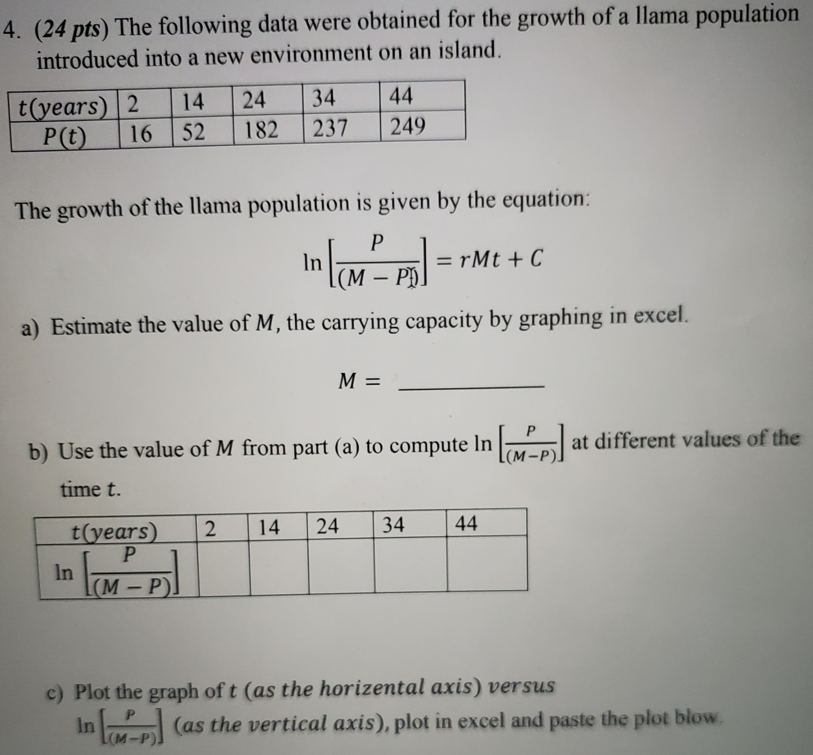 Solved 4. (24 pts) The following data were obtained for the | Chegg.com