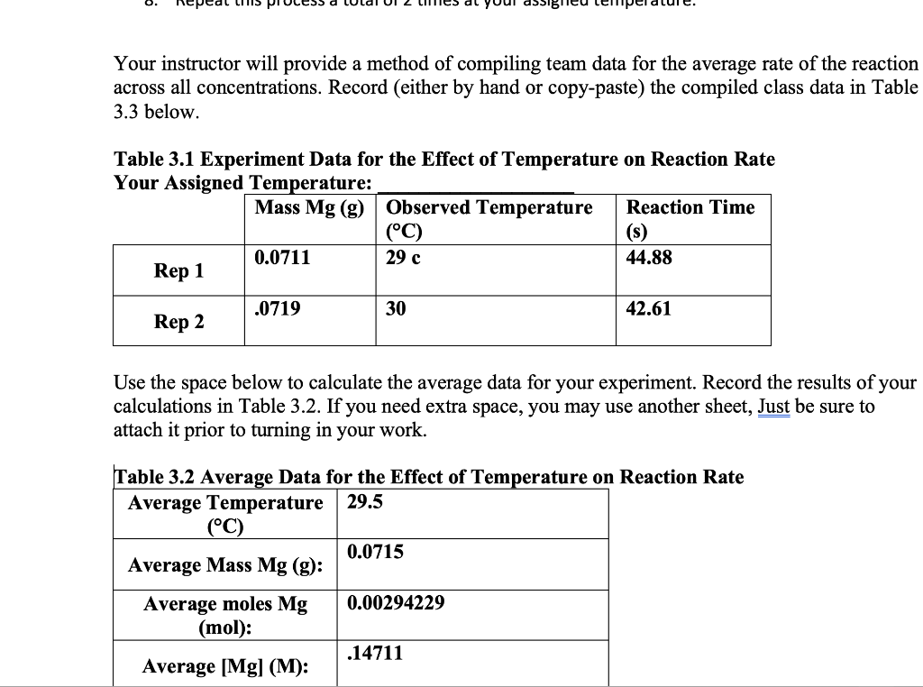 Experiment Iii Effect Of Temperature On Reaction