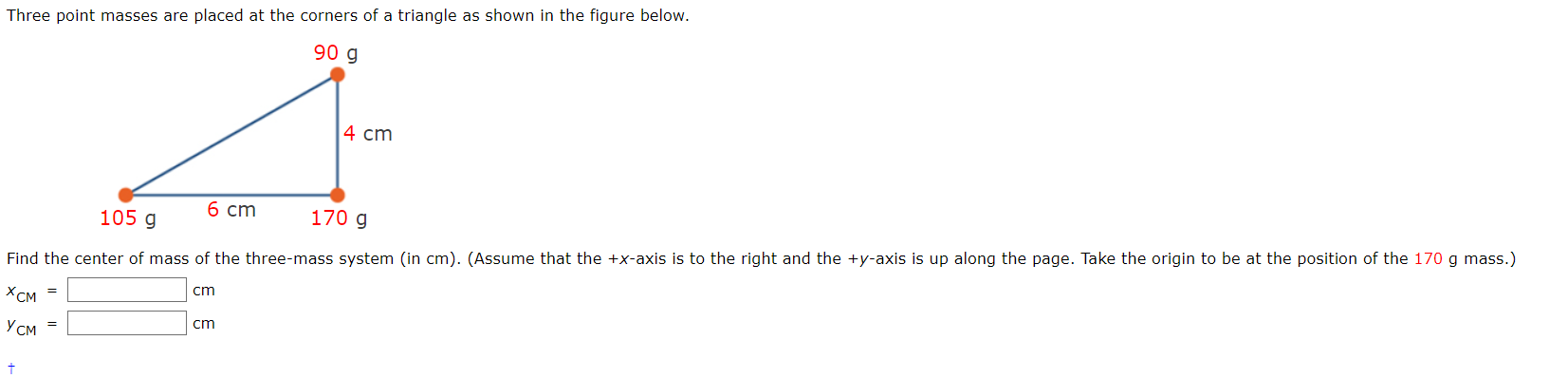 Solved Three point masses are placed at the corners of a | Chegg.com