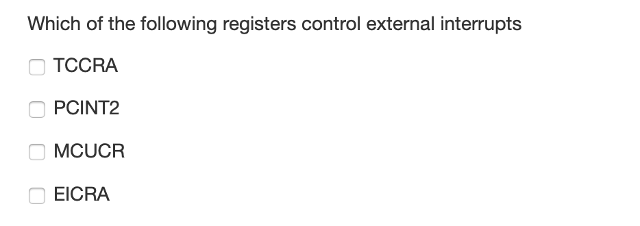 Solved Which of the following registers control external | Chegg.com