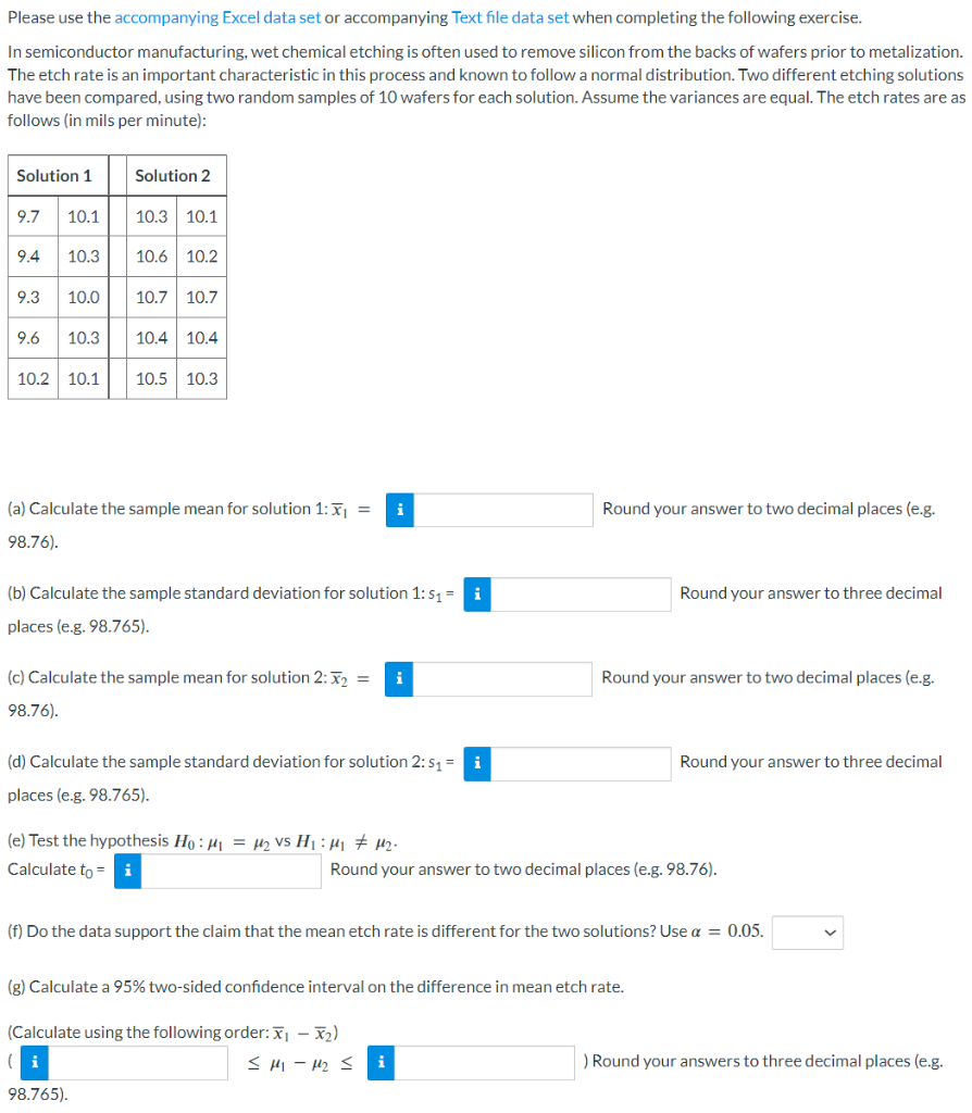 Solved Please use the accompanying Excel data set or | Chegg.com