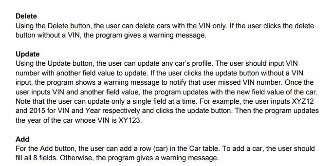 Make an inventory management program named Carmax. | Chegg.com