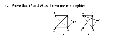 Solved 32. Prove that G and H as shown are isomorphic: 3 b C | Chegg.com