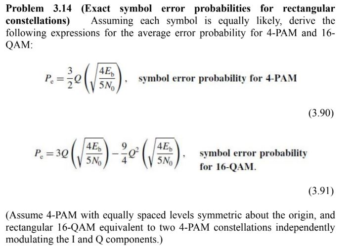 Solved Problem 3.14 (Exact symbol error probabilities for | Chegg.com
