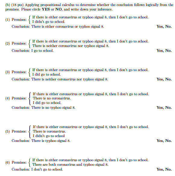 Solved (b) (18 pts) Applying propositional calculus to | Chegg.com