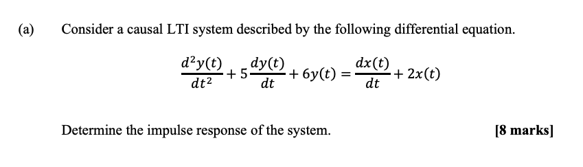 Solved (a) Consider a causal LTI system described by the | Chegg.com