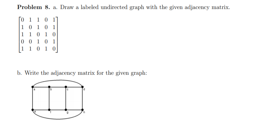 Solved Problem 8. a. Draw a labeled undirected graph with | Chegg.com