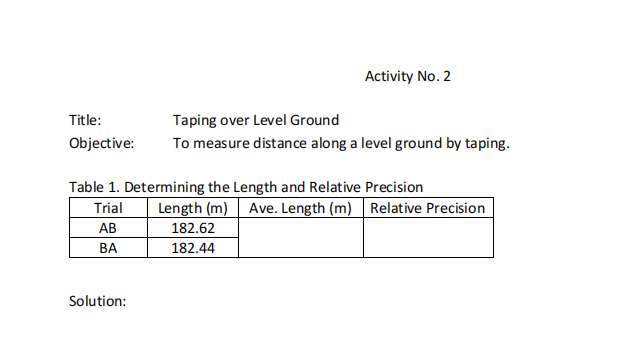 Solved Activity No. 2 Title: Objective: Taping over Level | Chegg.com