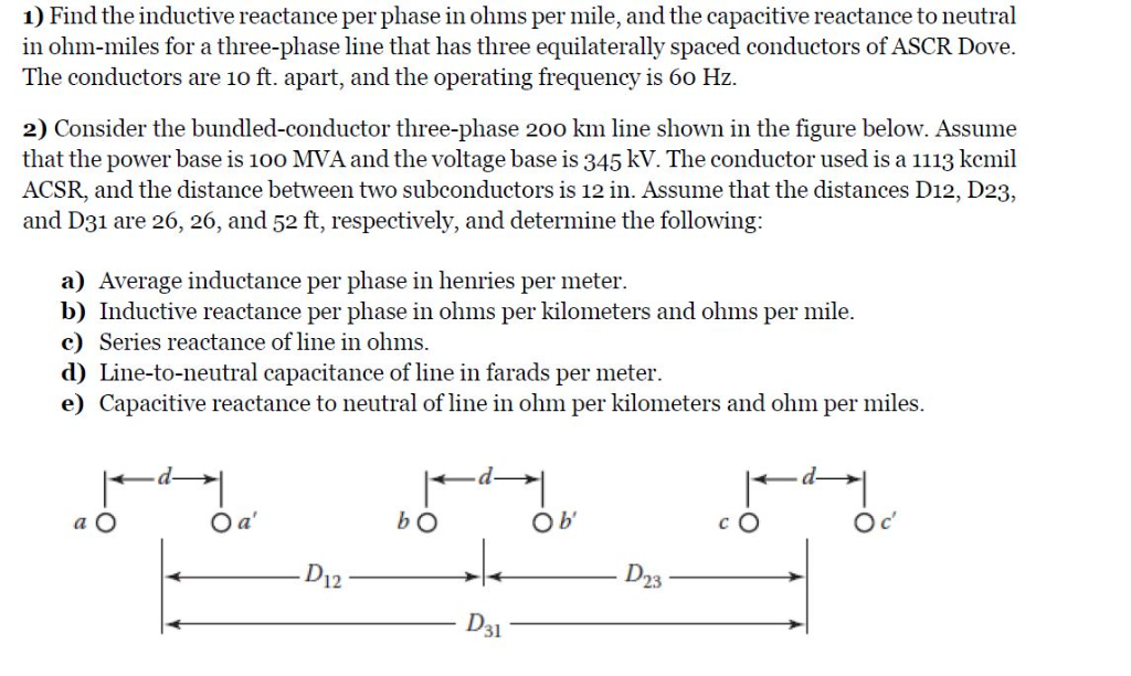 Solved 1) Find the inductive reactance per phase in ohms per | Chegg.com