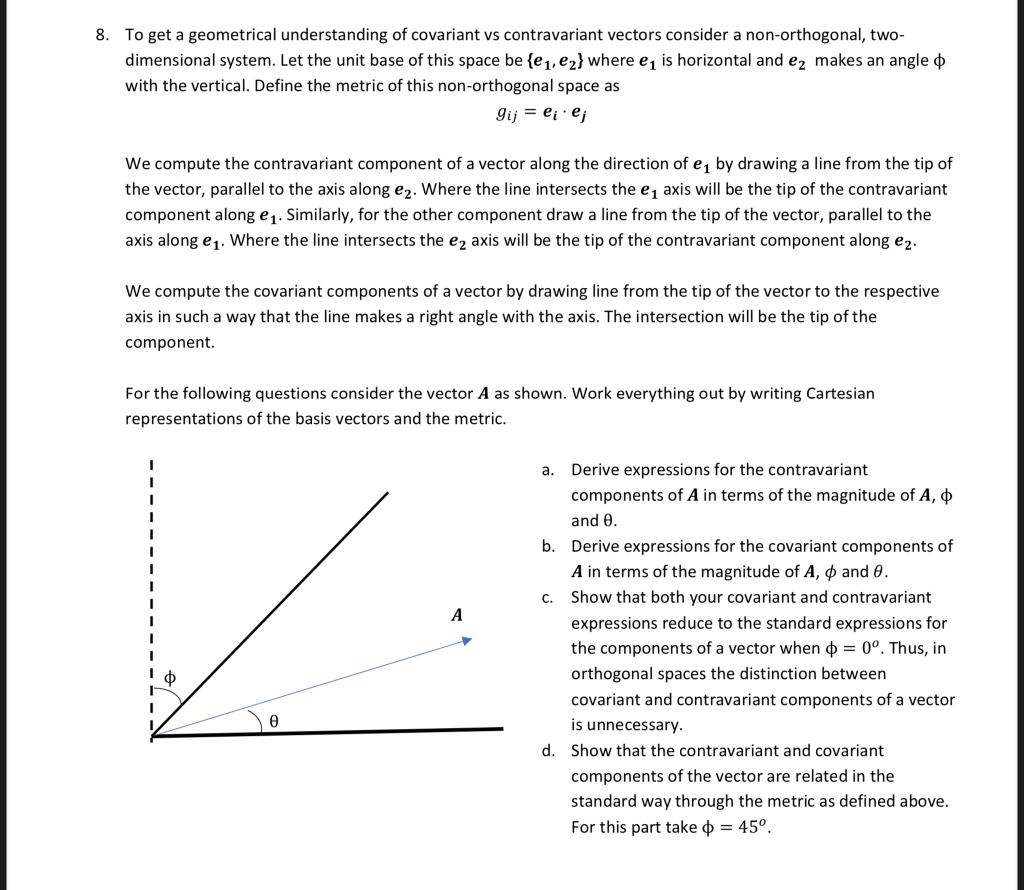 8 To Get A Geometrical Understanding Of Covariant Vs