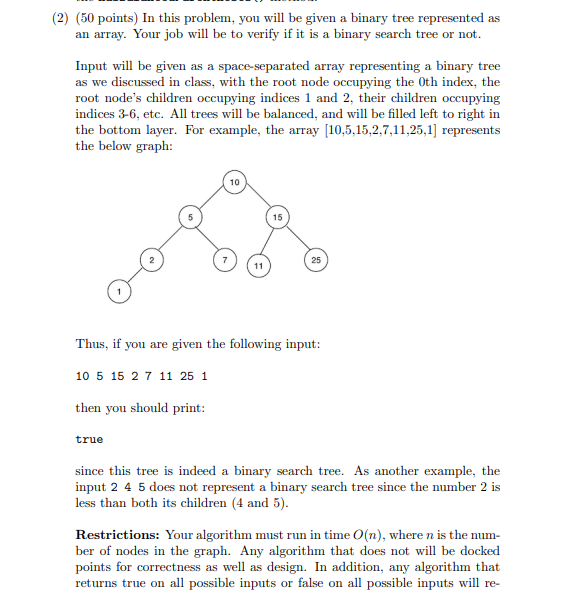 (2) (50 points) In this problem, you will be given a | Chegg.com
